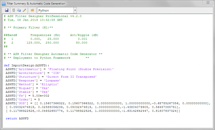 Wie exportiert man entworfene IIR/FIR-Filter nach Python? - ASN Home