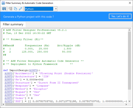 How to export designed IIR/FIR filters to Python - ASN Home