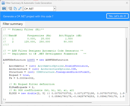 Exporting IIR/FIR digital filters to C# .NET applications - ASN Home